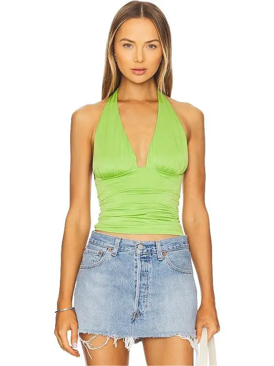 Good American Slinky Jersey Halter Top - Lime005