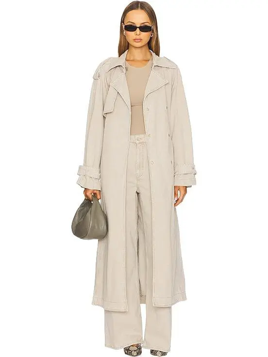 IVY OAK Cordelia Denim Trench Coat - Sandstone
