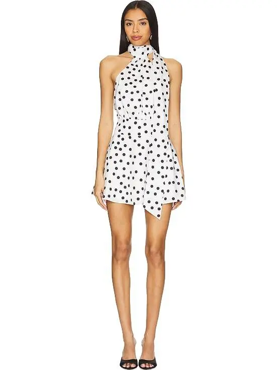 MORE TO COME Brienne Mini Dress - White & Black Dot