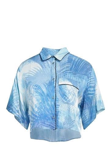ICE PLAY Floral-print Cropped Shirt - Light Blue