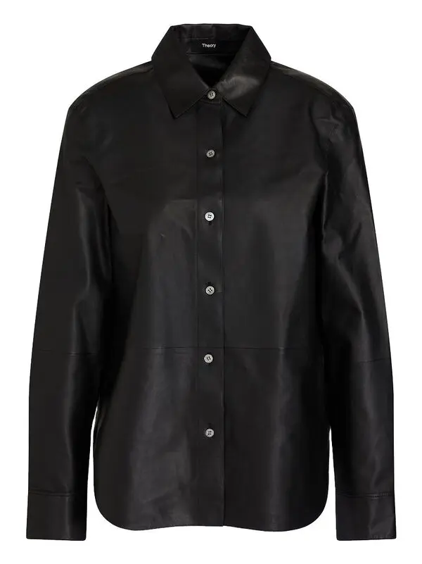 Theory Leather Shirt - Black