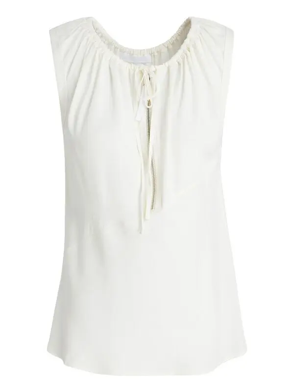 Helmut Lang Gathered Twill Top - Ivory