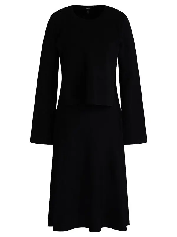 Theory Layered Stretch-knit Dress - Black