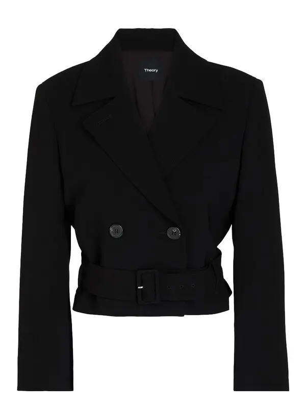 Theory Cropped Crepe Jacket - Black