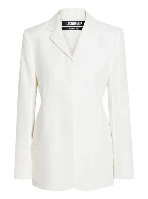 Jacquemus Caraco Belted Woven Blazer - White