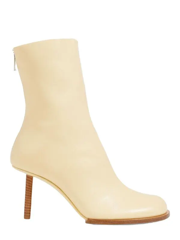 Jacquemus Rond Carré Leather Ankle Boots - Pastel Yellow