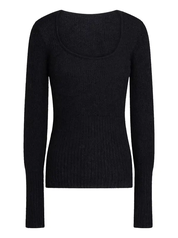 Jacquemus Dao Brushed Ribbed-knit Sweater - Black