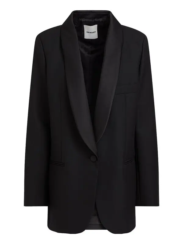 Sandro Grain De Poudre Tuxedo Jacket - Black