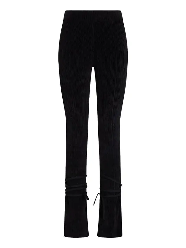 Jacquemus Duci Lace-up Ribbed-knit Pants - Black