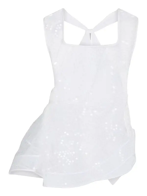 Jacquemus Le Debardeur Perle Sequined Tulle Top - White