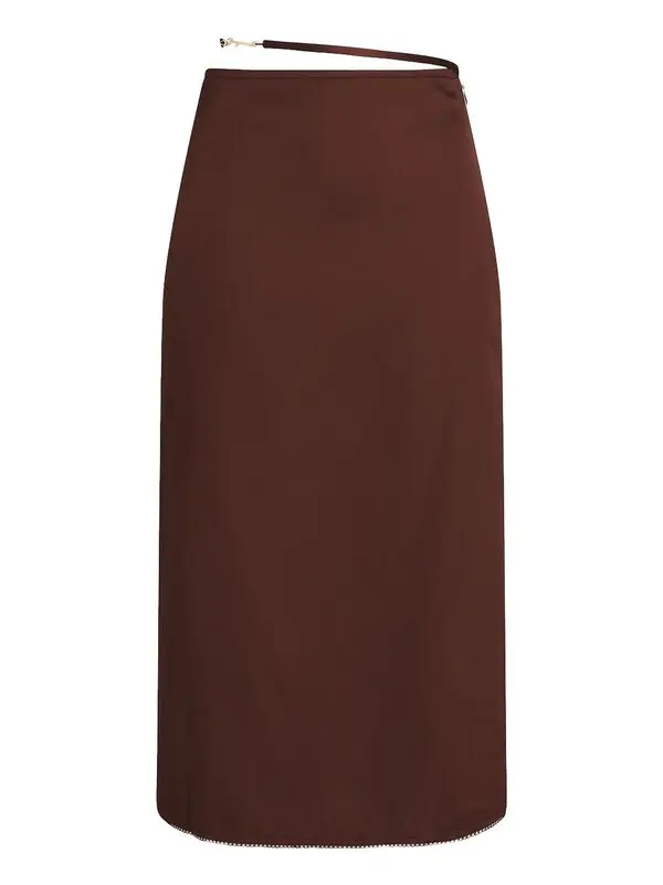 Jacquemus Notte Embellished Satin Midi Skirt - Chocolate