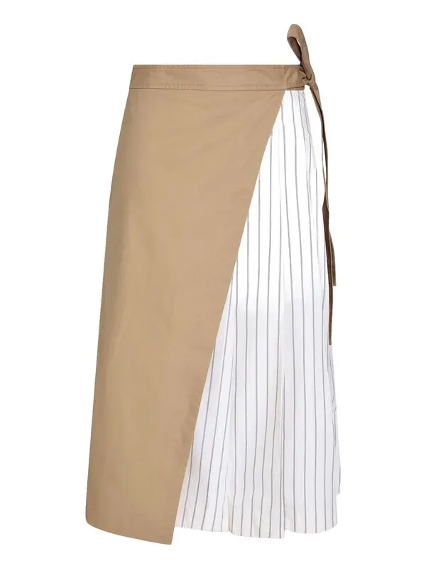 3.1 Phillip Lim Layered Striped Cotton-blend Poplin And Canvas Midi Skirt - Sand