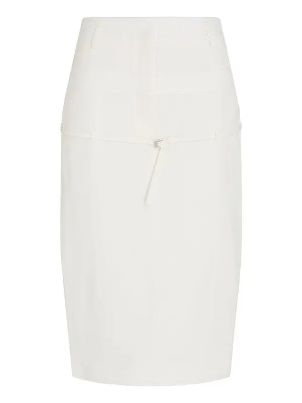 Jacquemus Caraco Belted Canvas Pencil Skirt - White