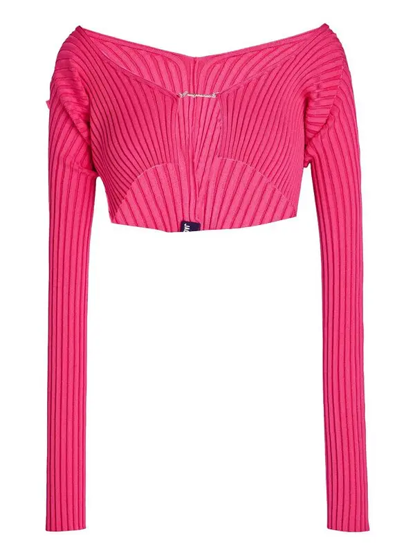 Jacquemus Pralù Cropped Ribbed-knit Top - Bubblegum