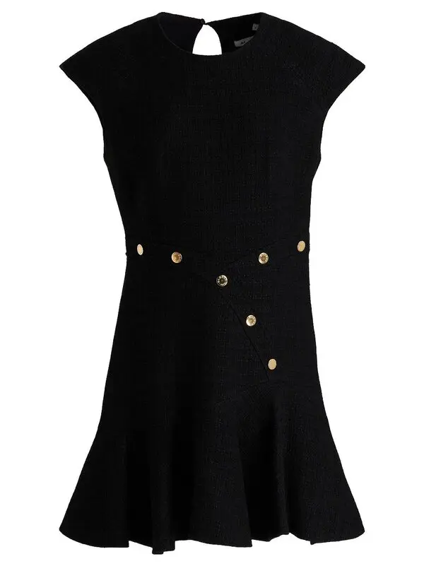 Sandro Fluted Tweed Mini Dress - Black