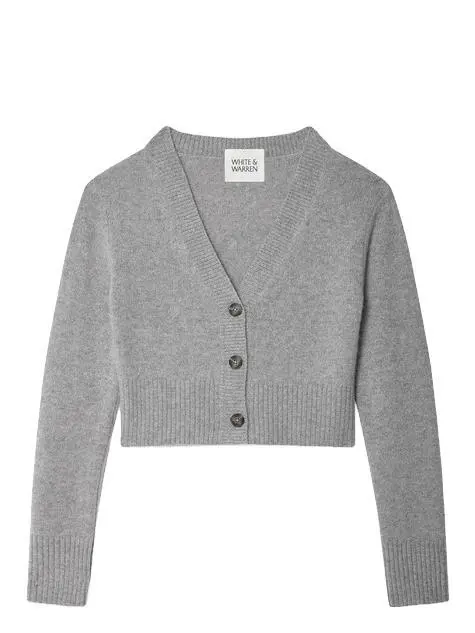 WHITE & WARREN Cashmere Button Cardigan - Gray