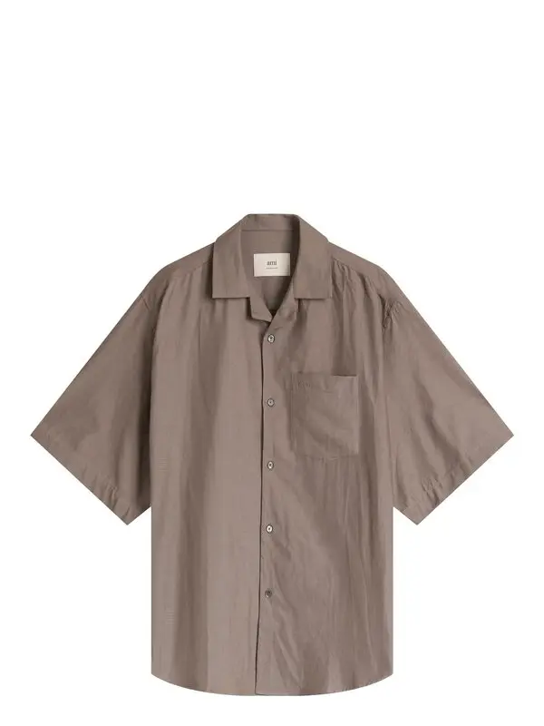 Ami Cotton Short Sleeve Boxy Shirt - Smoke Grey