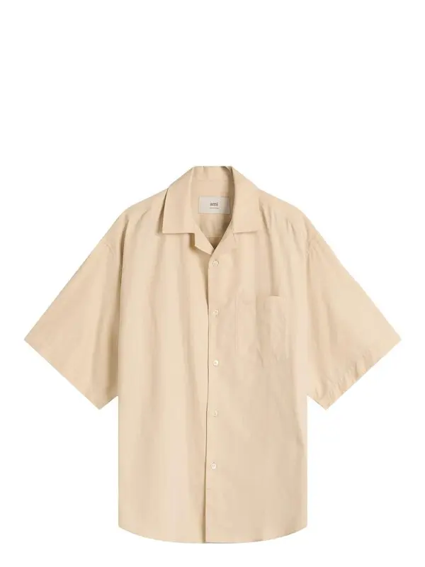 Ami Cotton Short Sleeve Boxy Shirt - Gingembre