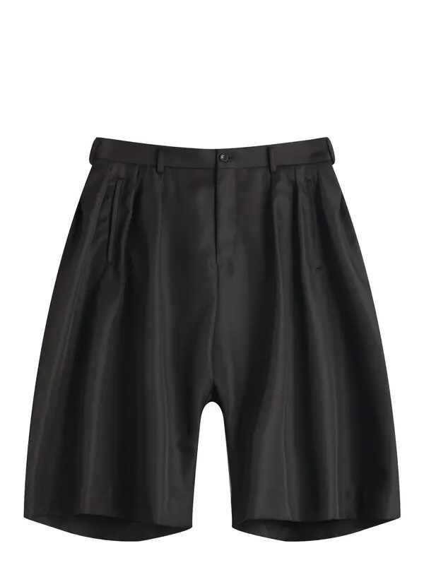 Comme Des Garçons Gabardine Double Pleat Shorts - Black