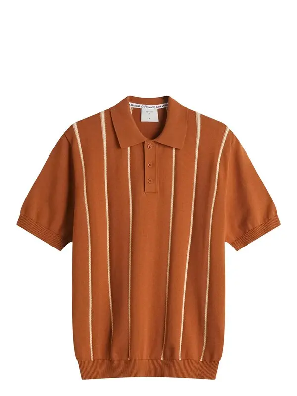 PERCIVAL Micro Cable Knitted Polo - Tobacco