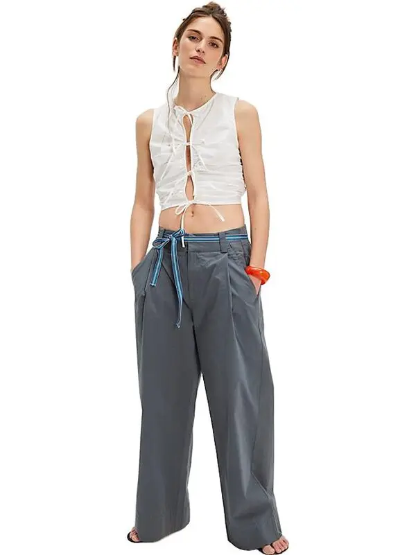 Free People Buckle Back Trousers - Steel