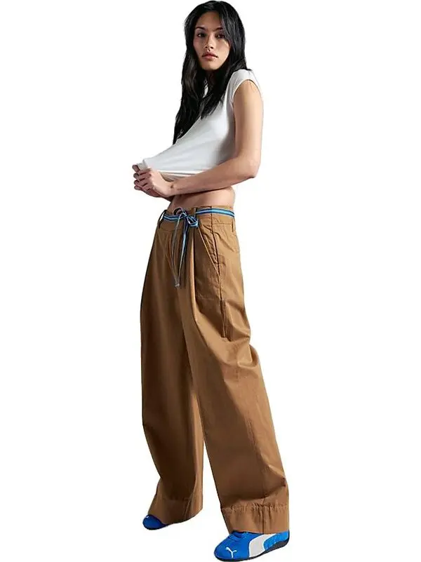 Free People Buckle Back Trousers - Tobacco Brown