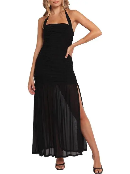 PETAL & PUP Lea Halter Maxi Dress - Black