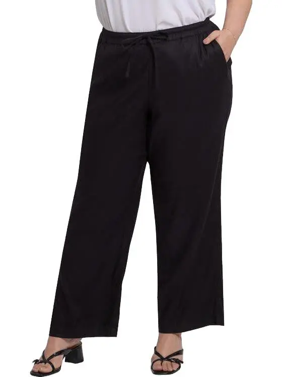NYDJ Drawstring Relaxed Fit Linen Blend Pants - Black