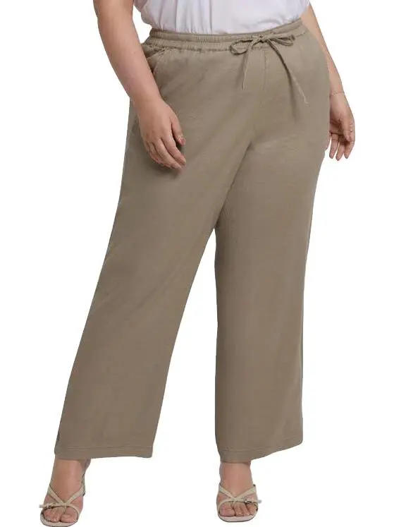 NYDJ Drawstring Relaxed Fit Linen Blend Pants - Saddlewood
