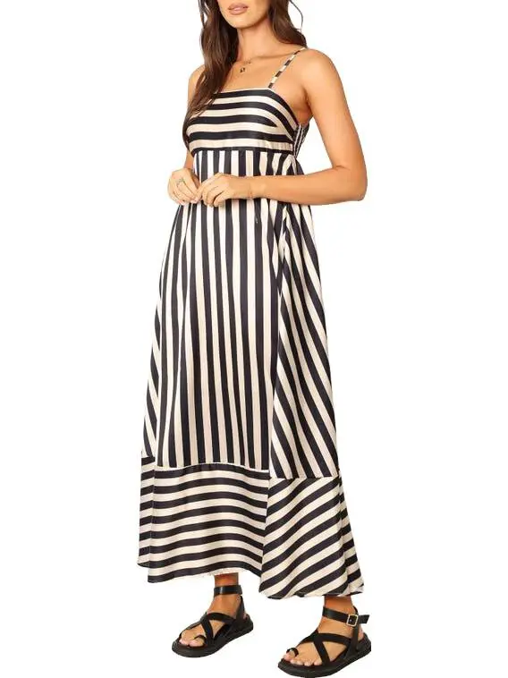 PETAL & PUP Brea Stripe Maxi Dress - Black Stripe