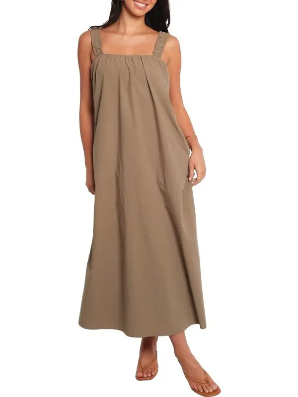 PETAL & PUP Alessandra Cotton Maxi Dress - Olive