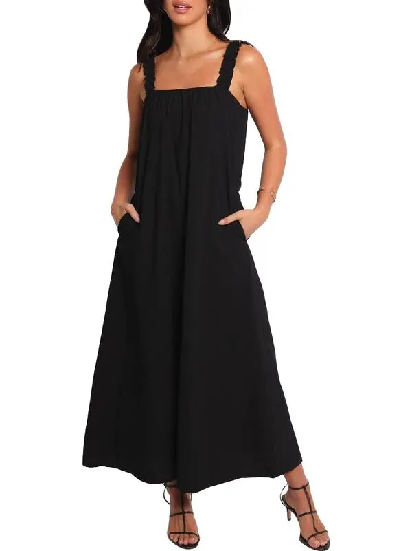 PETAL & PUP Alessandra Cotton Maxi Dress - Black