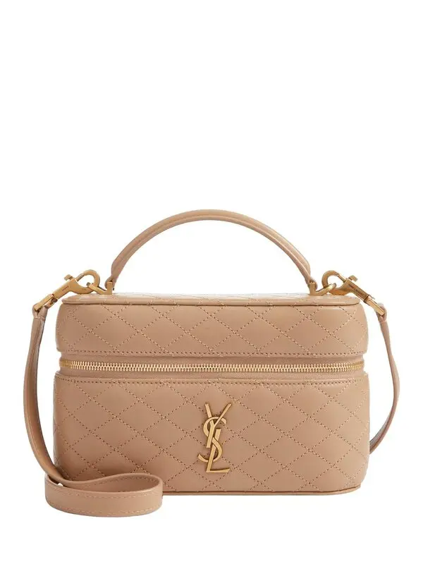 Saint Laurent Mini Gaby Quilted Leather Vanity Case - Dark Toffee