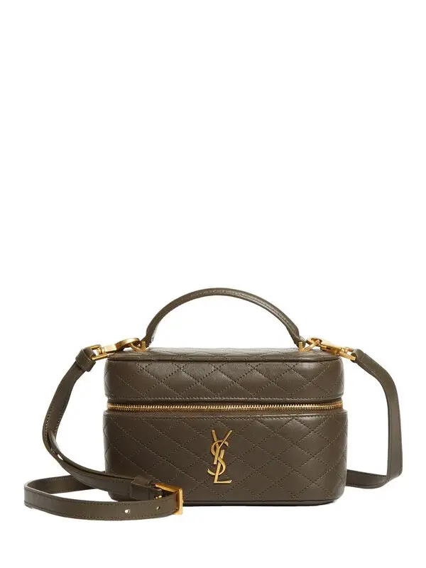 Saint Laurent Mini Gaby Quilted Leather Vanity Case - Light Musk