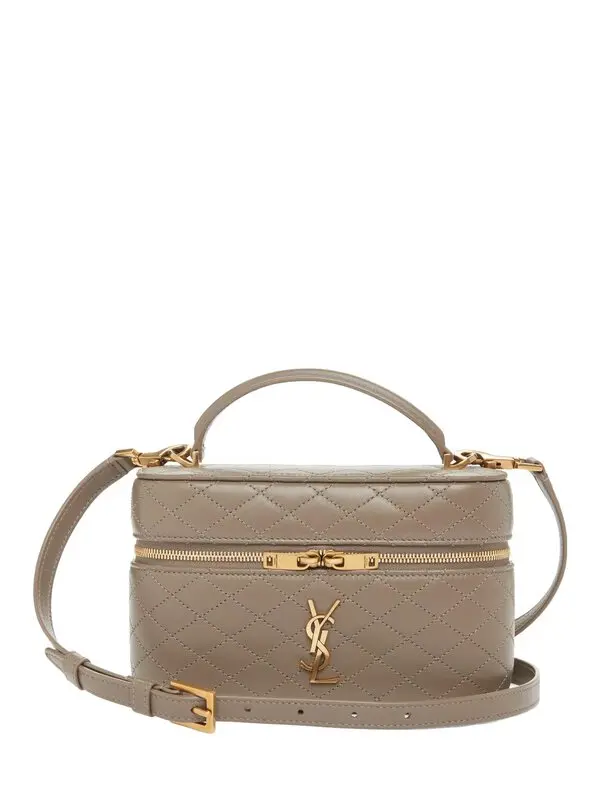 Saint Laurent Mini Gaby Quilted Leather Vanity Case - Light Taupe