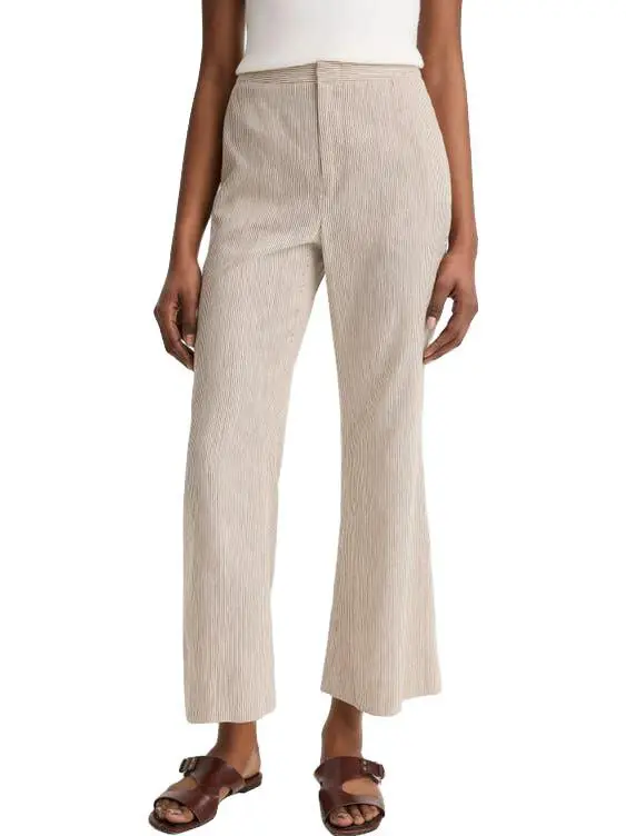 Vince Ticking Stripe Crop Flare Pants - Taupe Wood