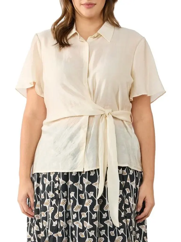 ESTELLE Sandstrom Tie Front Button-up Shirt - Ivory