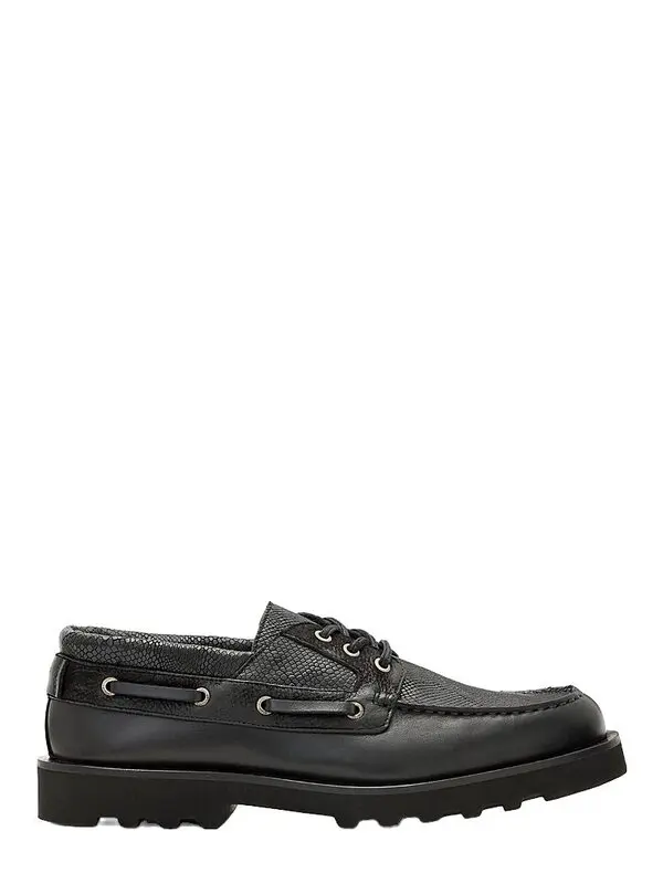 ALLSAINTS Skiff Leather Boat Shoes - Black