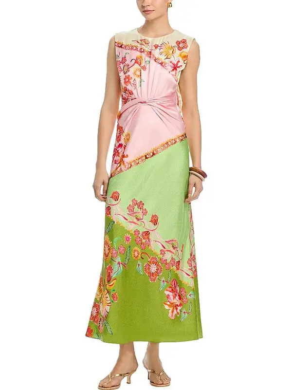 Saloni Gwen Silk Maxi Dress - Lilia Trellis