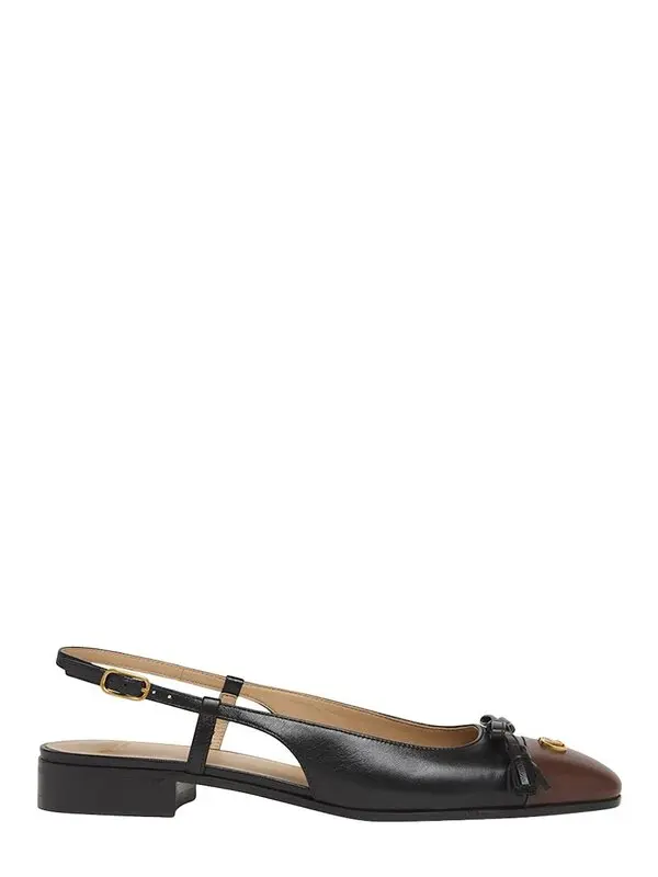 Valentino Garavani Slingback Ballerina Pumps - Nero/coffee