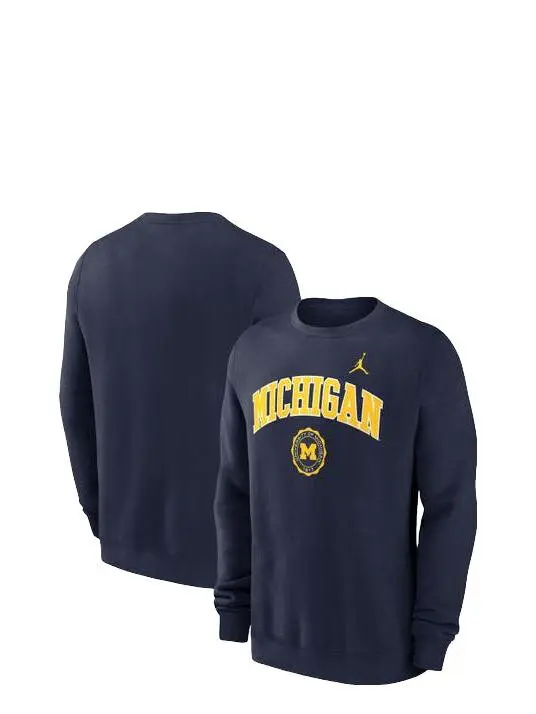 JORDAN BRAND Michigan Wolverines Arched Seal Pullover Sweatshirt - Navy