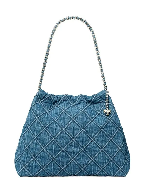 Tory Burch Fleming Soft Quilted Hobo Bag - Denim