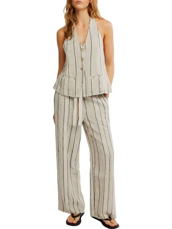 Free People Take Me To Paris Stripe Halter Vest & Pants Set - Rocky Stripe
