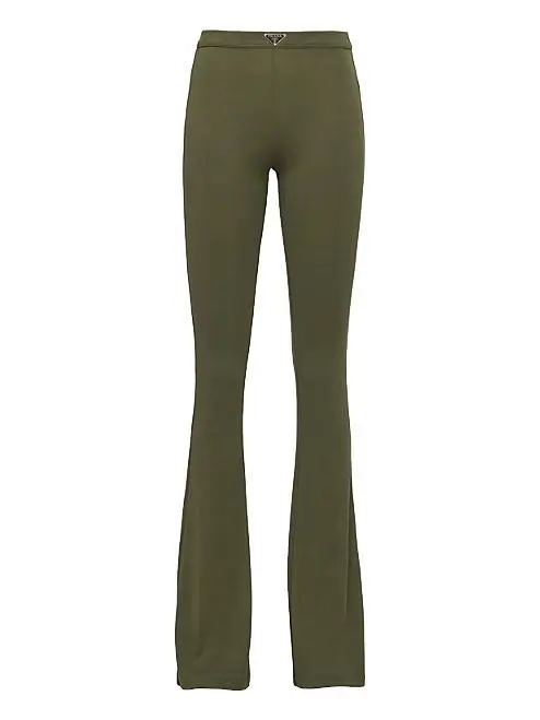 Prada Ribbed Flared-leg Knitted Trousers - Green