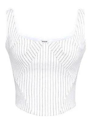 House Of Cb Selma Striped Stretch-woven Top - White Pinstripe