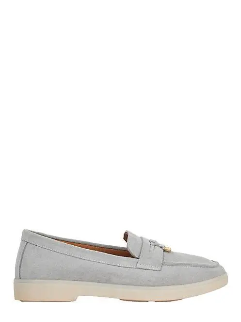 DUNE Charm-detail Suede Loafers - Grey Suede