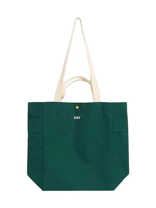 HAY Logo-print Cotton Tote Bag - Dark Green