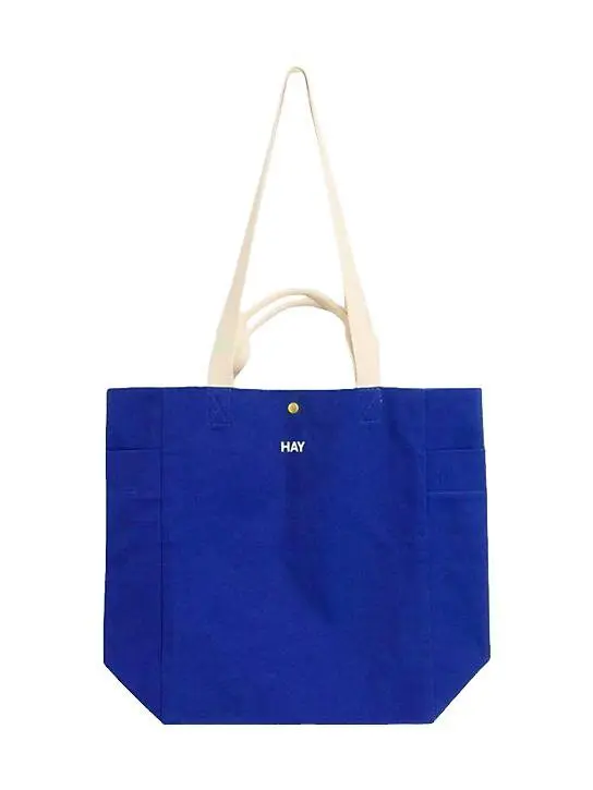 HAY Logo-print Cotton Tote Bag - Electric Blue