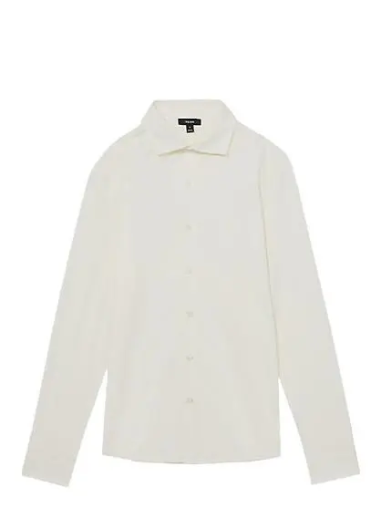 REISS Duke Button-through Cotton-jersey Shirt - Ecru
