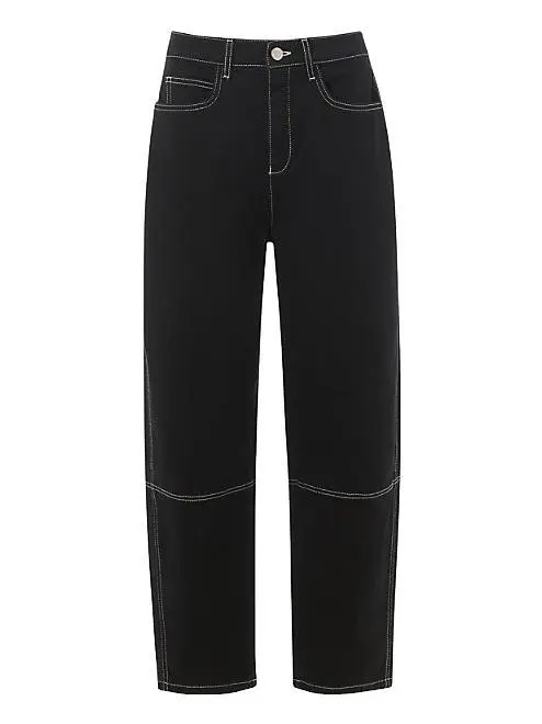 Whistles Contrast-stitch Barrel-leg Denim Jeans - Black
